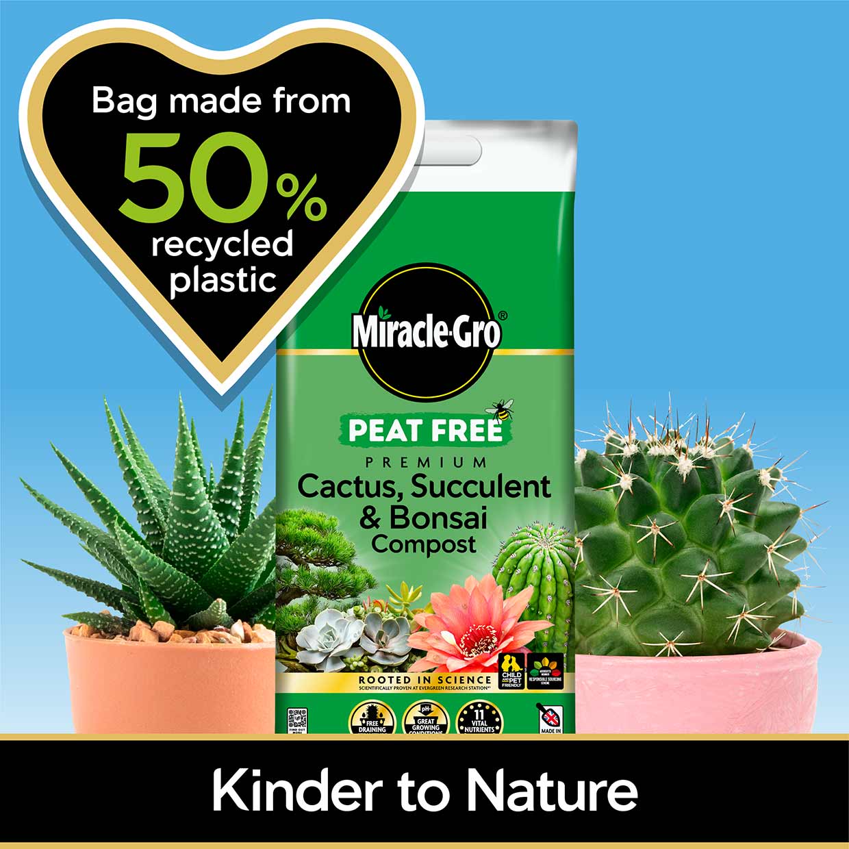 Miracle-Gro® Peat Free Premium Cactus & Bonsai Compost 10 litres