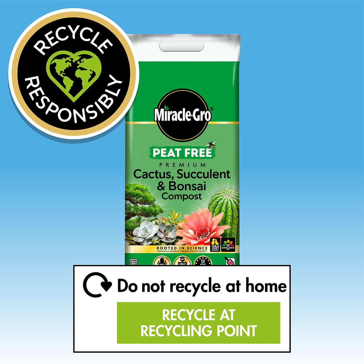 Miracle-Gro® Peat Free Premium Cactus & Bonsai Compost 10 litres