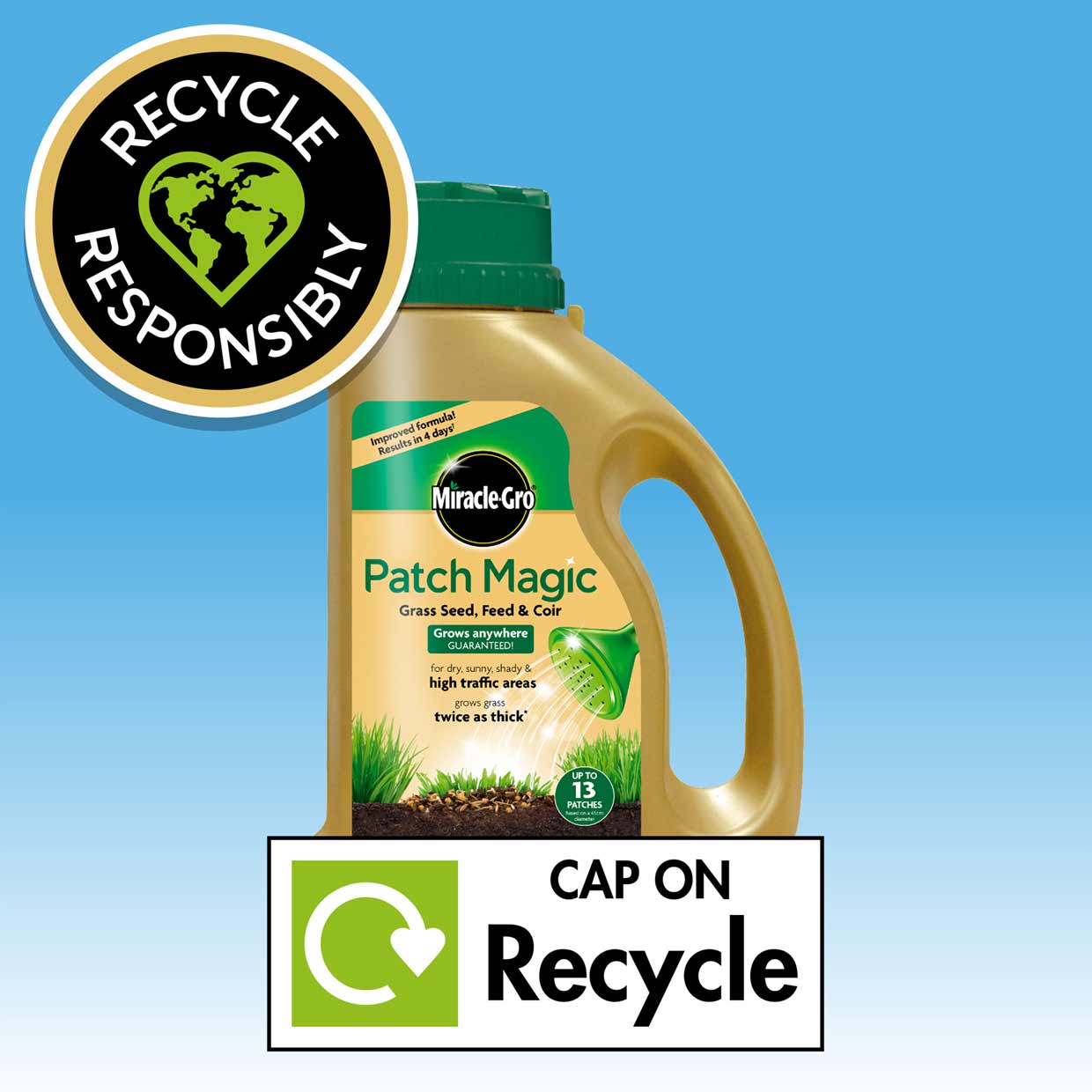 Miracle-Gro® Patch Magic® Grass Seed, Feed & Coir 1015g