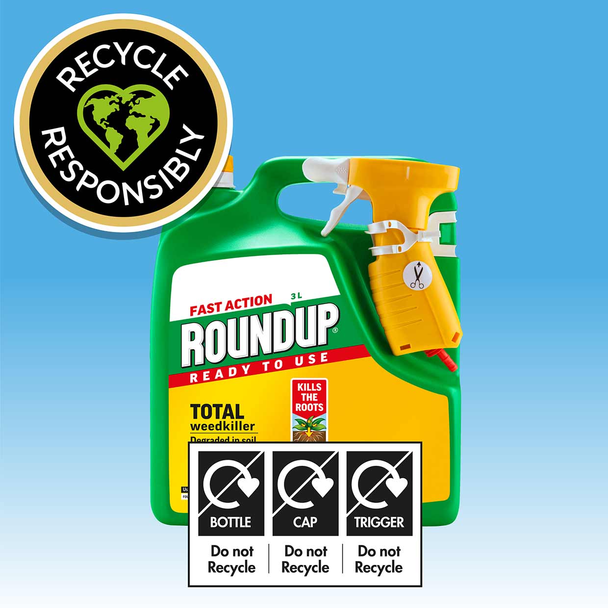 Roundup® Fast Action Ready to Use Weedkiller 3 litres