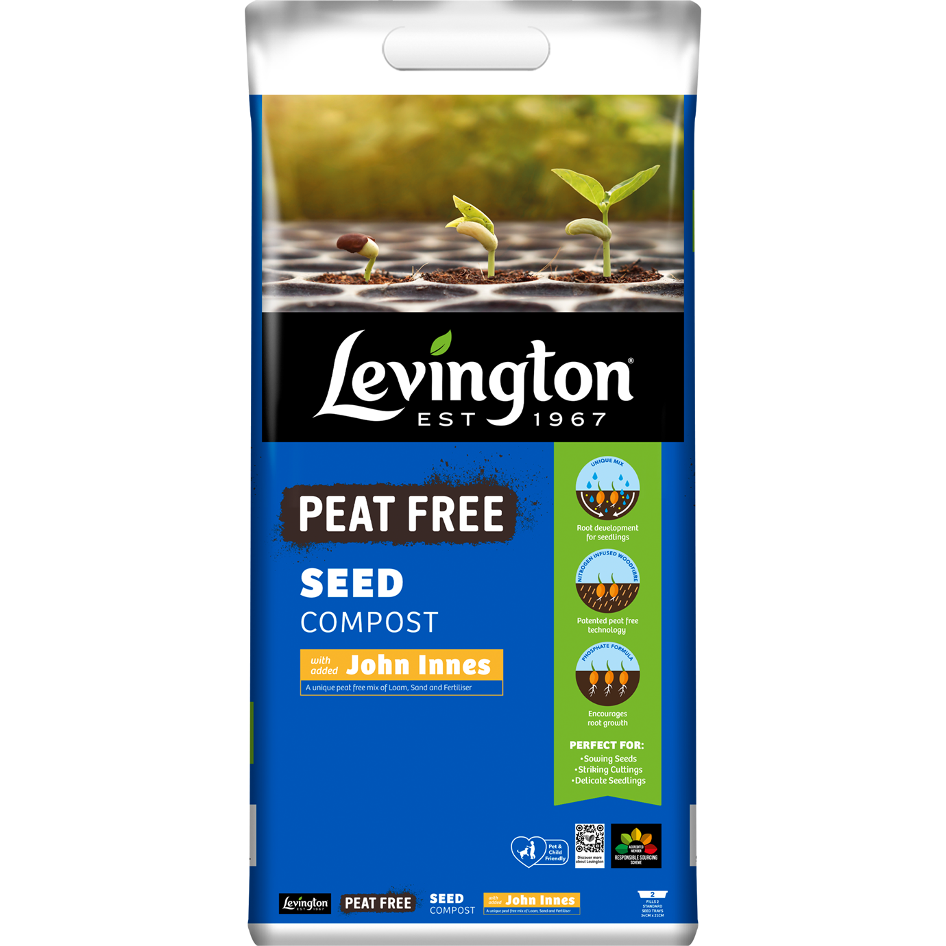 Levington® Peat Free Seed Compost with added John Innes 10 litres