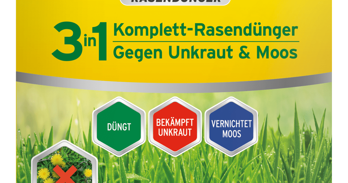 SUBSTRAL® 3in1 Komplett-Rasendünger gegen Unkraut & Moos, 3,6 kg ...